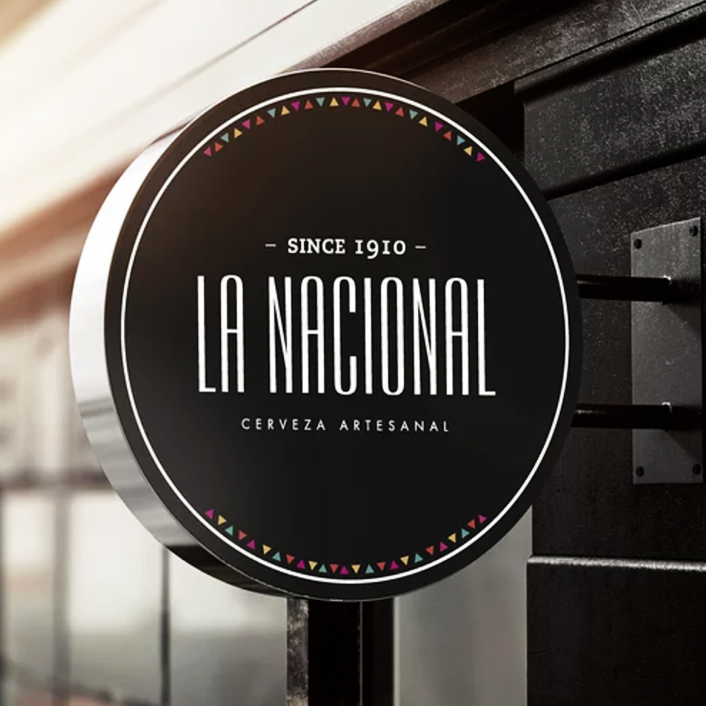 A variety of round outdoor acrylic signs