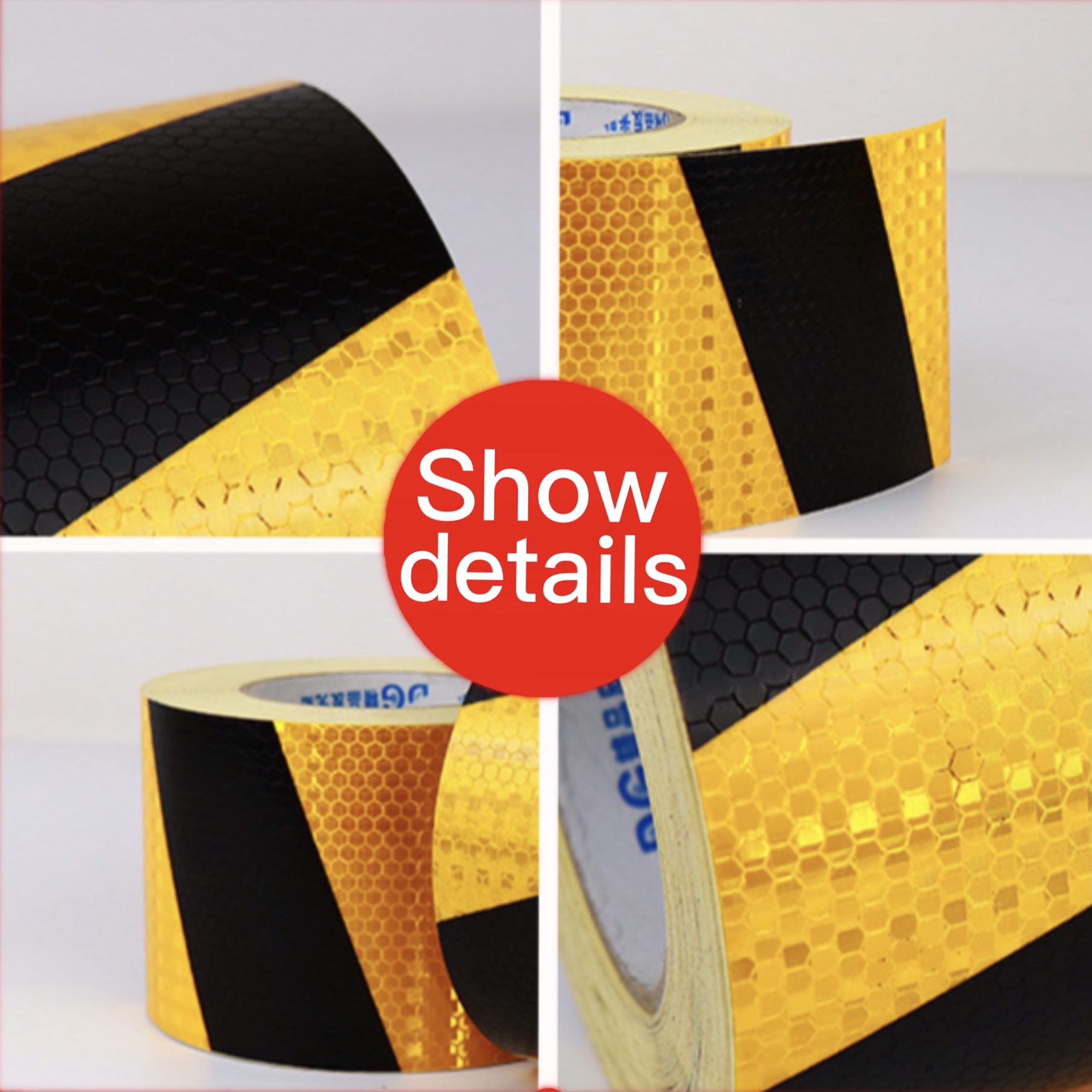 Black and yellow reflective warning tape