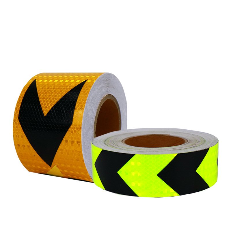 Black and yellow reflective warning tape