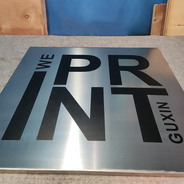 Brushed metal stainless steel signboard
