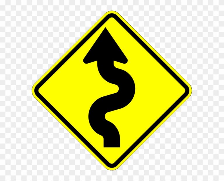 Left and right winding road sign