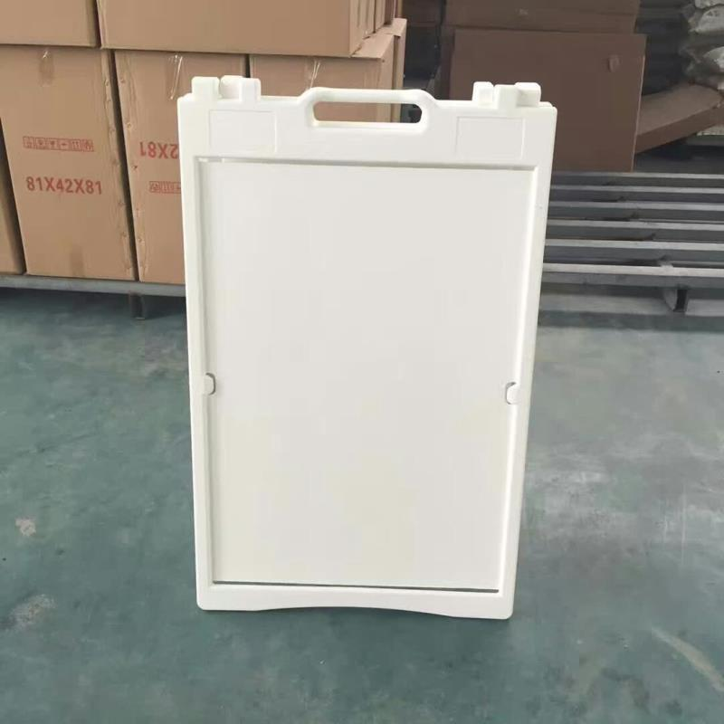 Off-white plastic outdoor sign stand