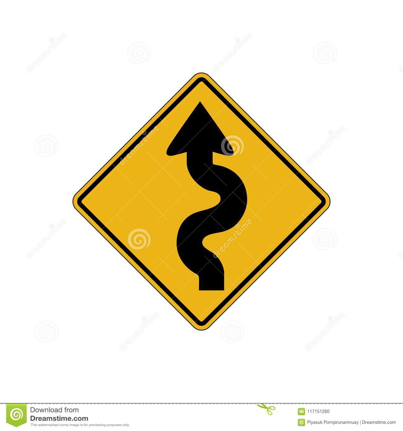 Outdoor continuous winding road sign