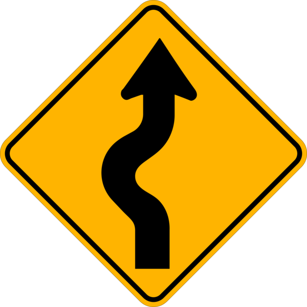 Outdoor road winding road sign