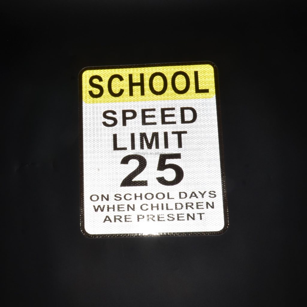 Rectangular white speed limit sign