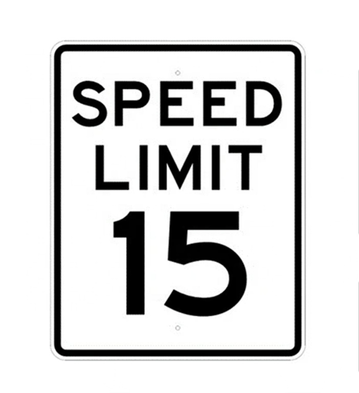 Rectangular white speed limit sign