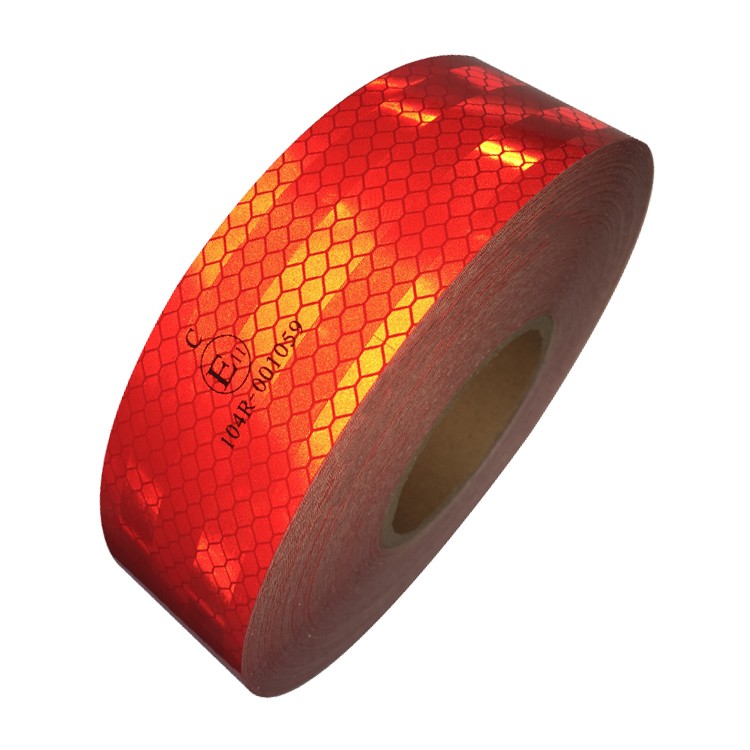 Red and white prism reflective tape