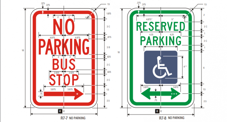 Reflective traffic sign for disabled parking