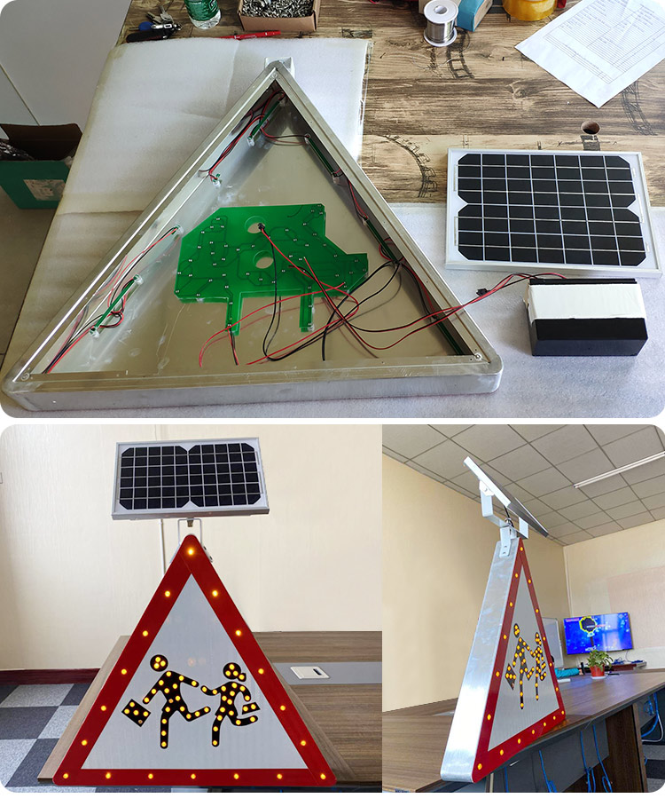 School strongly illuminated traffic signs