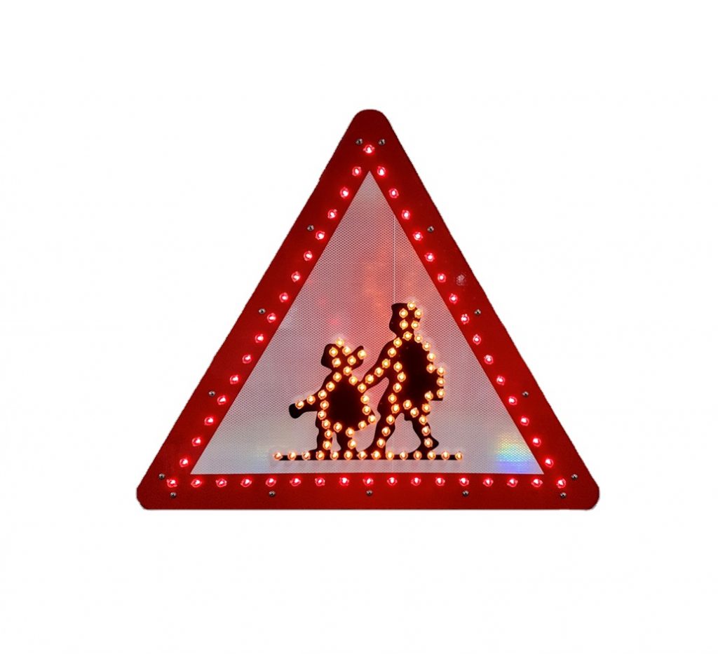 Solar LED school triangle sign