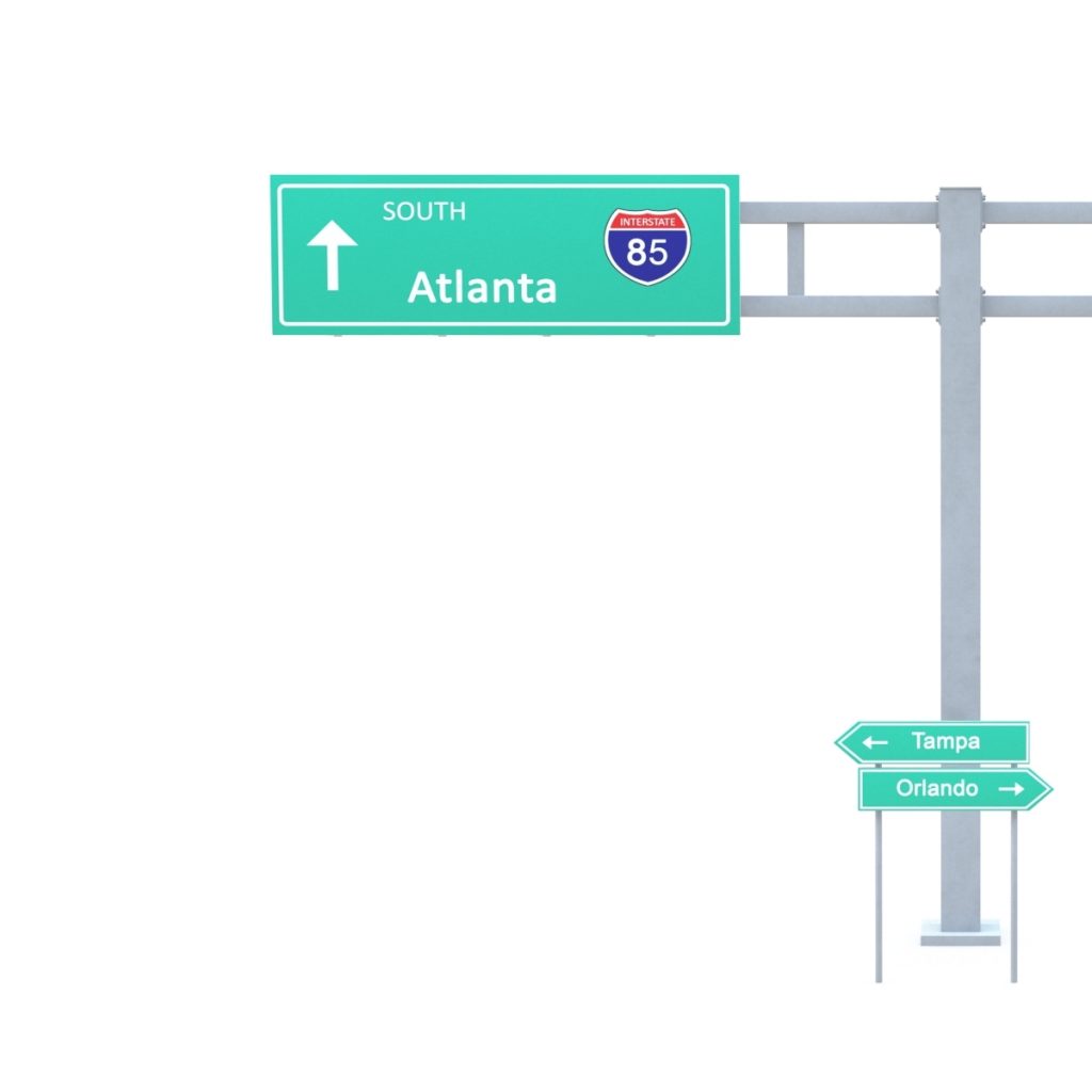 Steel highway road sign pole