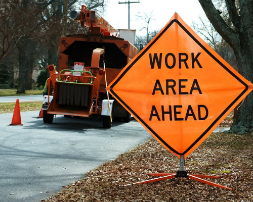 Traffic construction signs for road construction