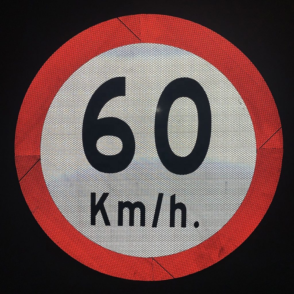 Up to 60 km speed limit sign