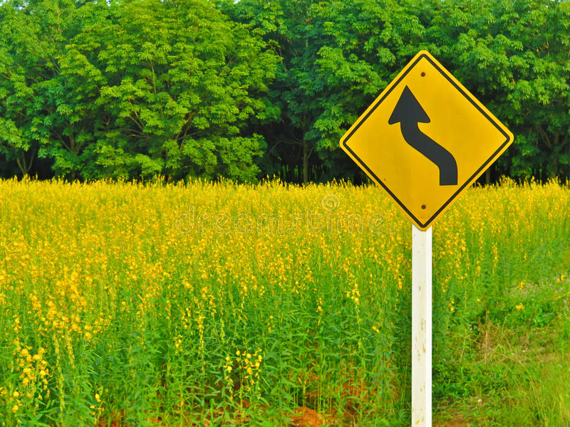 Urban road winding road sign