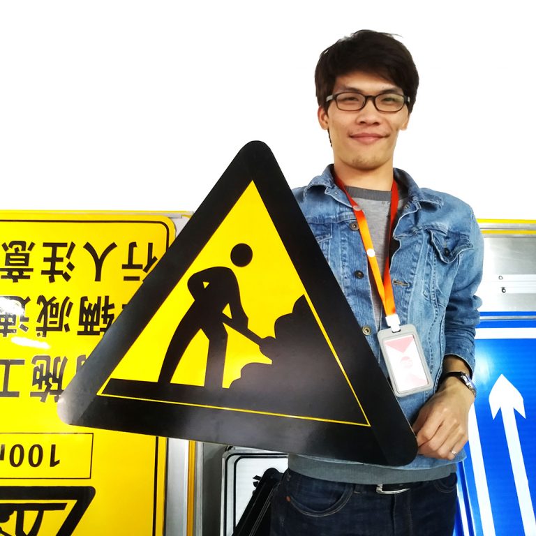 Various types of construction safety signs