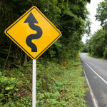 Outdoor road winding road sign
