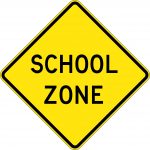 Yellow community road school road sign
