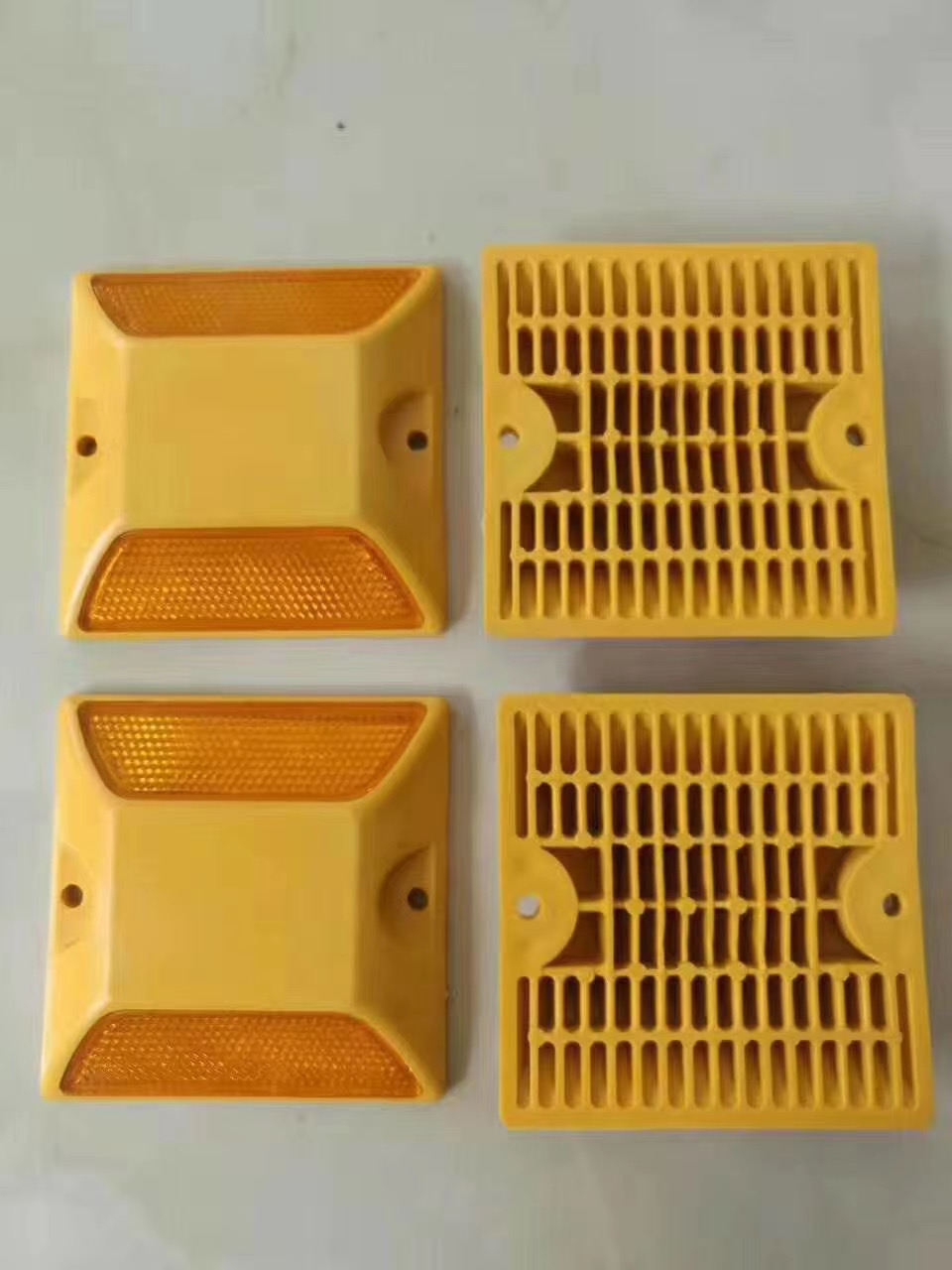 Yellow plastic highway road studs
