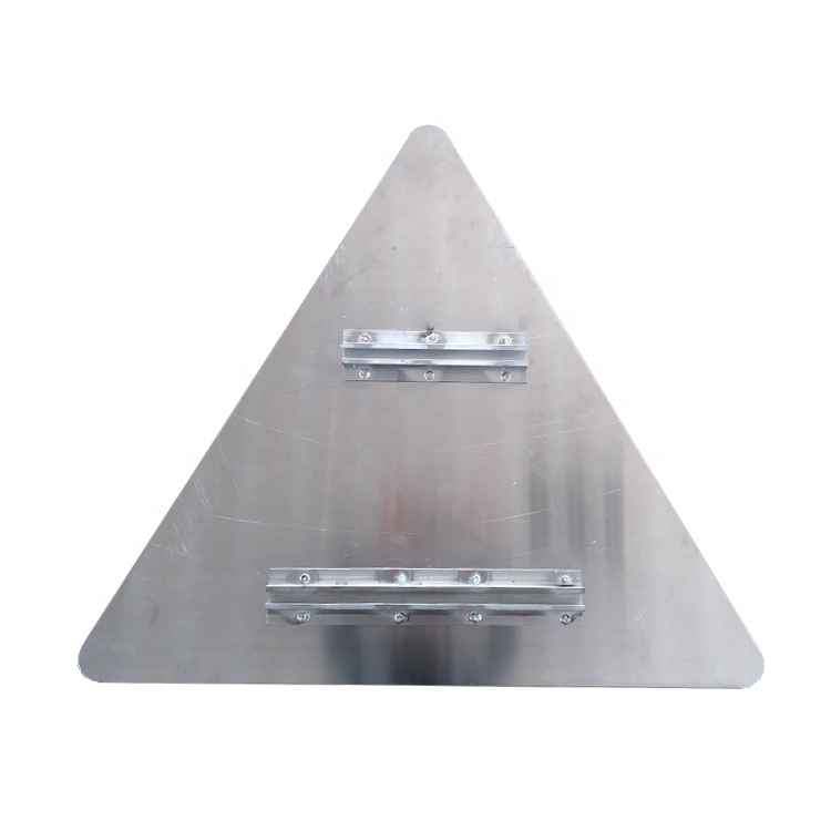 Yellow triangle metal road safety sign